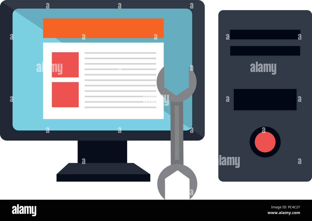 computer desktop with wrench Stock Vector Image & Art - Alamy