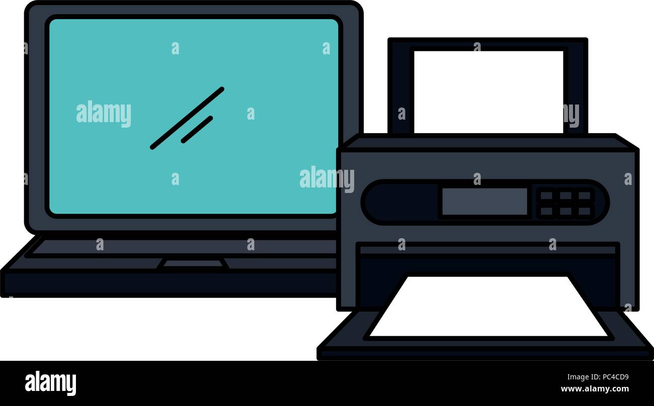 laptop computer with printer Stock Vector Image & Art - Alamy