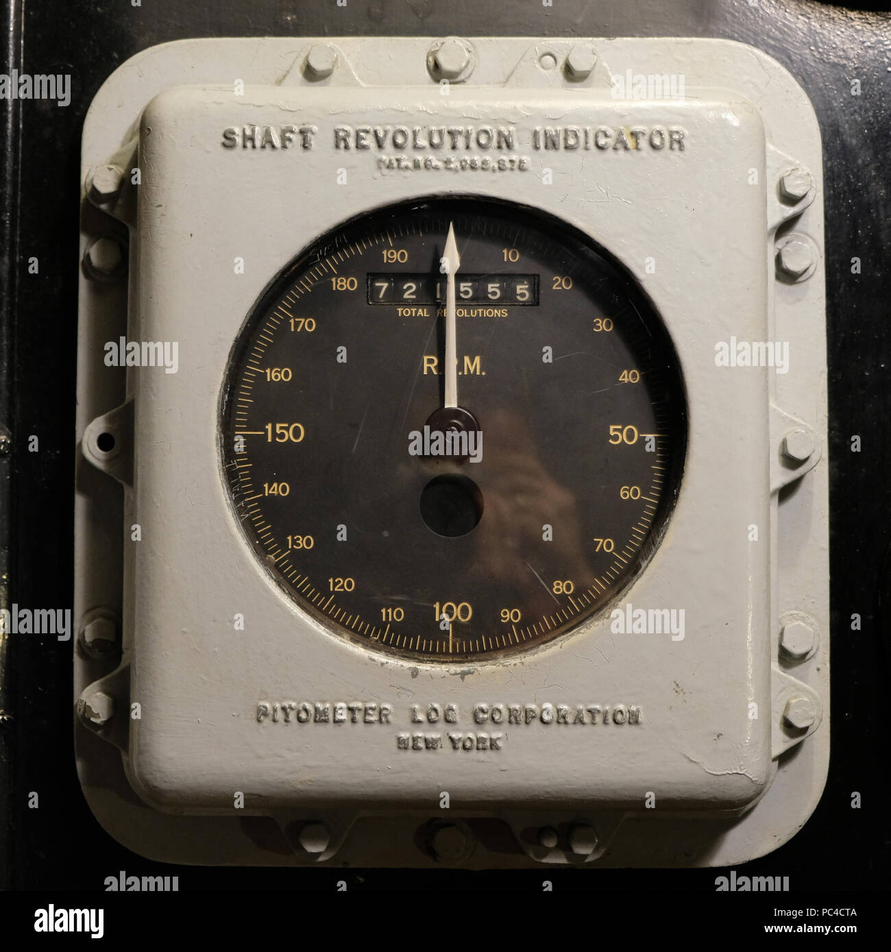 Shaft Revolution Indicator gauge aboard the U.S.S. North Carolina ...