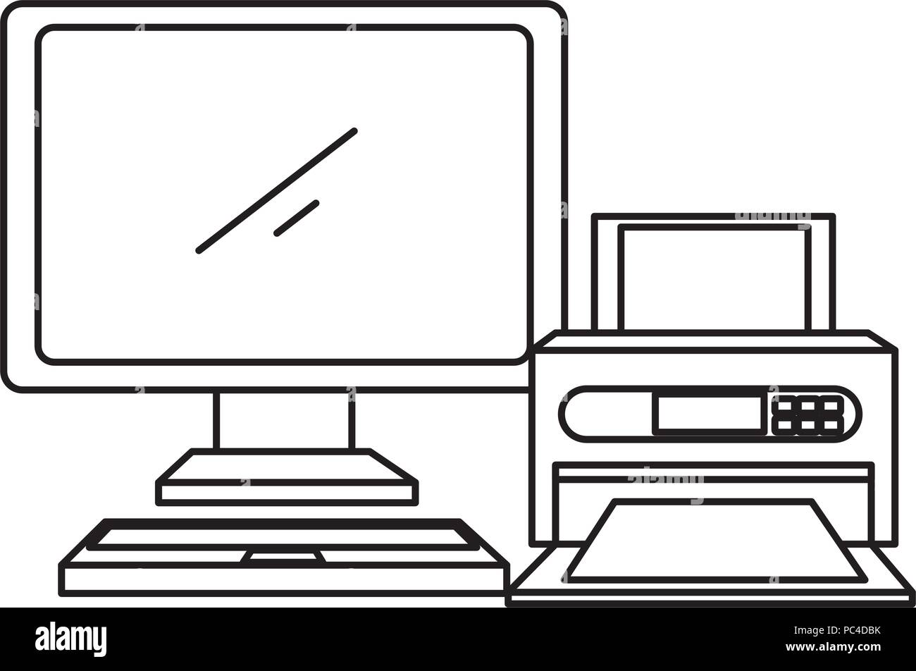 computer desktop with printer Stock Vector Image & Art - Alamy