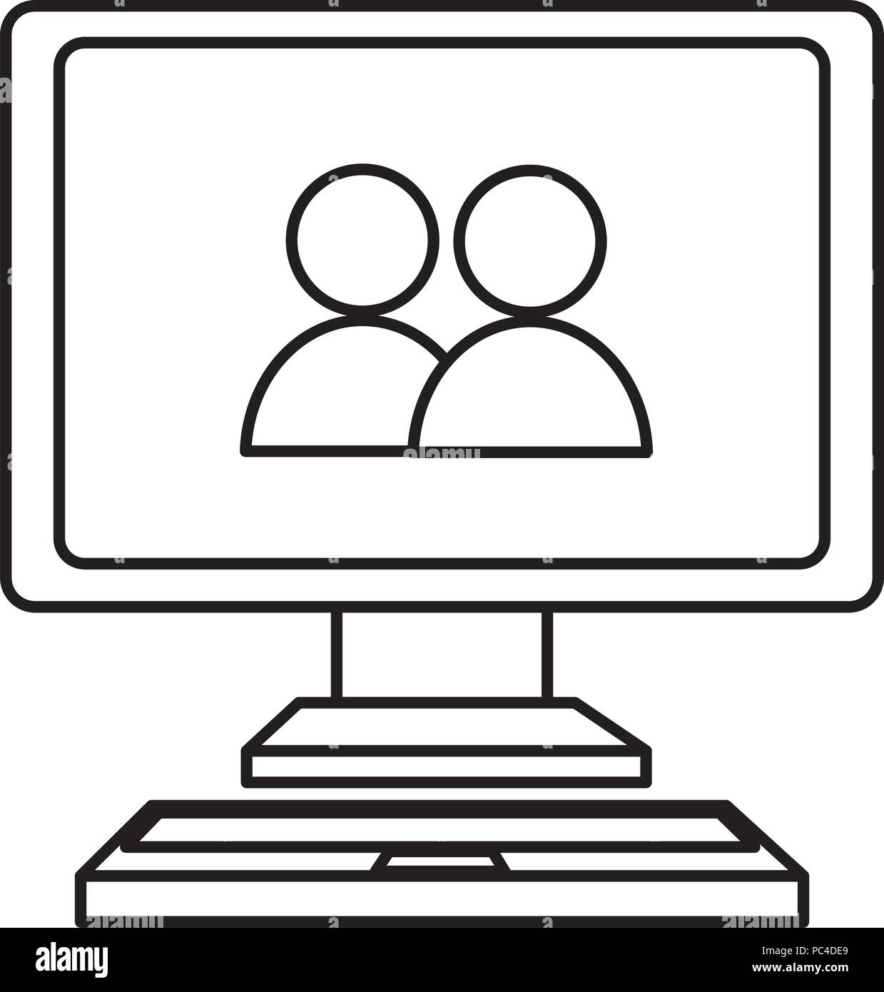 computer desktop with profiles silhouettes Stock Vector Image & Art - Alamy