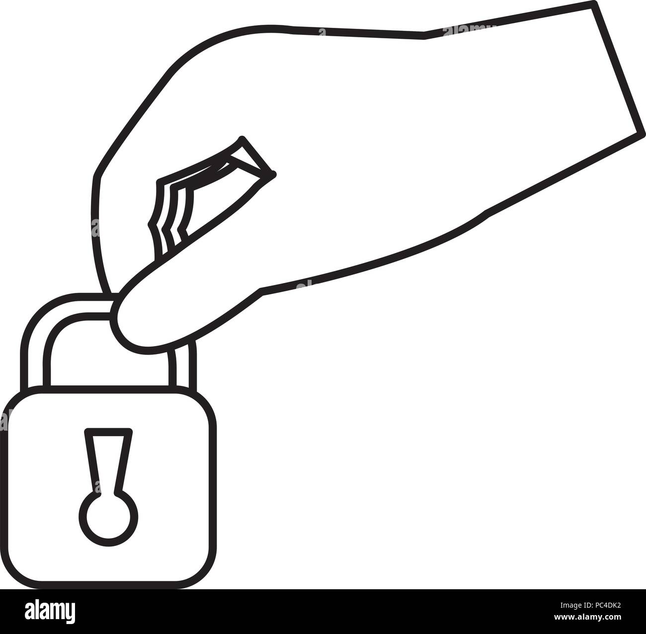 hand with secure padlock Stock Vector Image & Art - Alamy