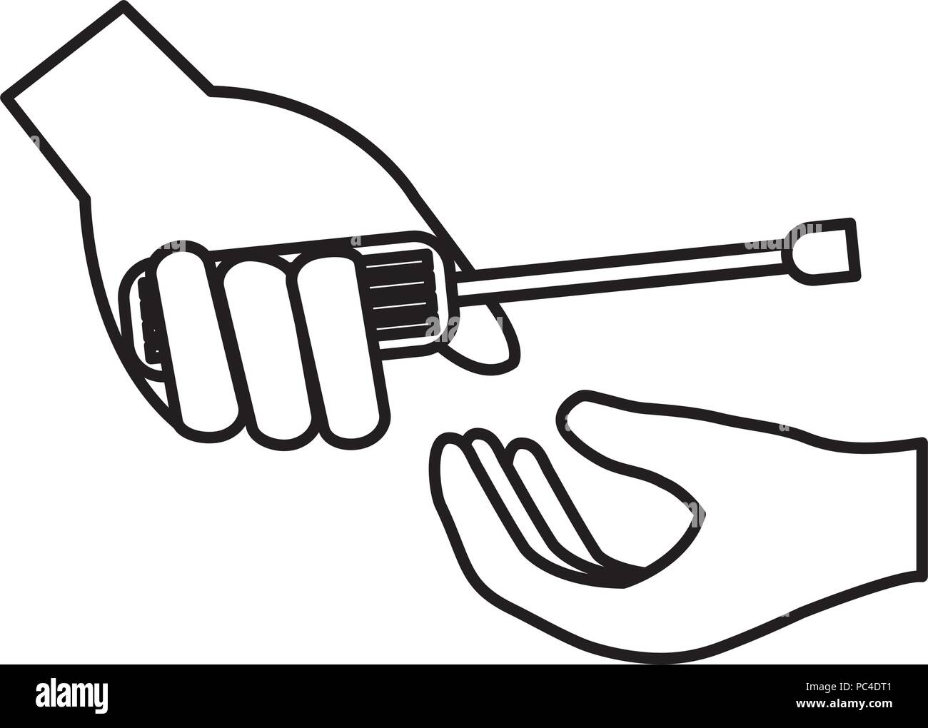hand with screwdriver tool Stock Vector Image & Art - Alamy