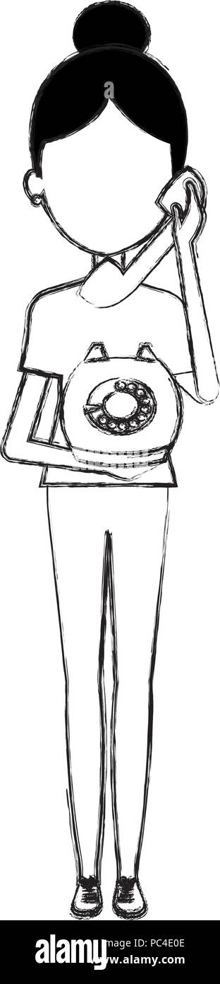 woman calling with telephone Stock Vector Image & Art - Alamy