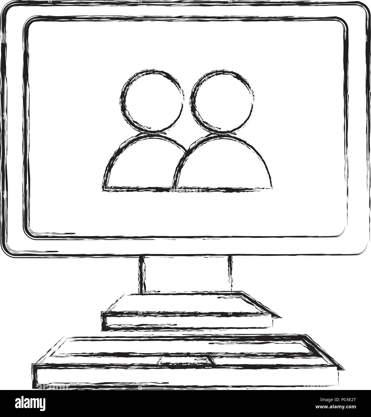 computer desktop with profiles silhouettes Stock Vector Image & Art - Alamy