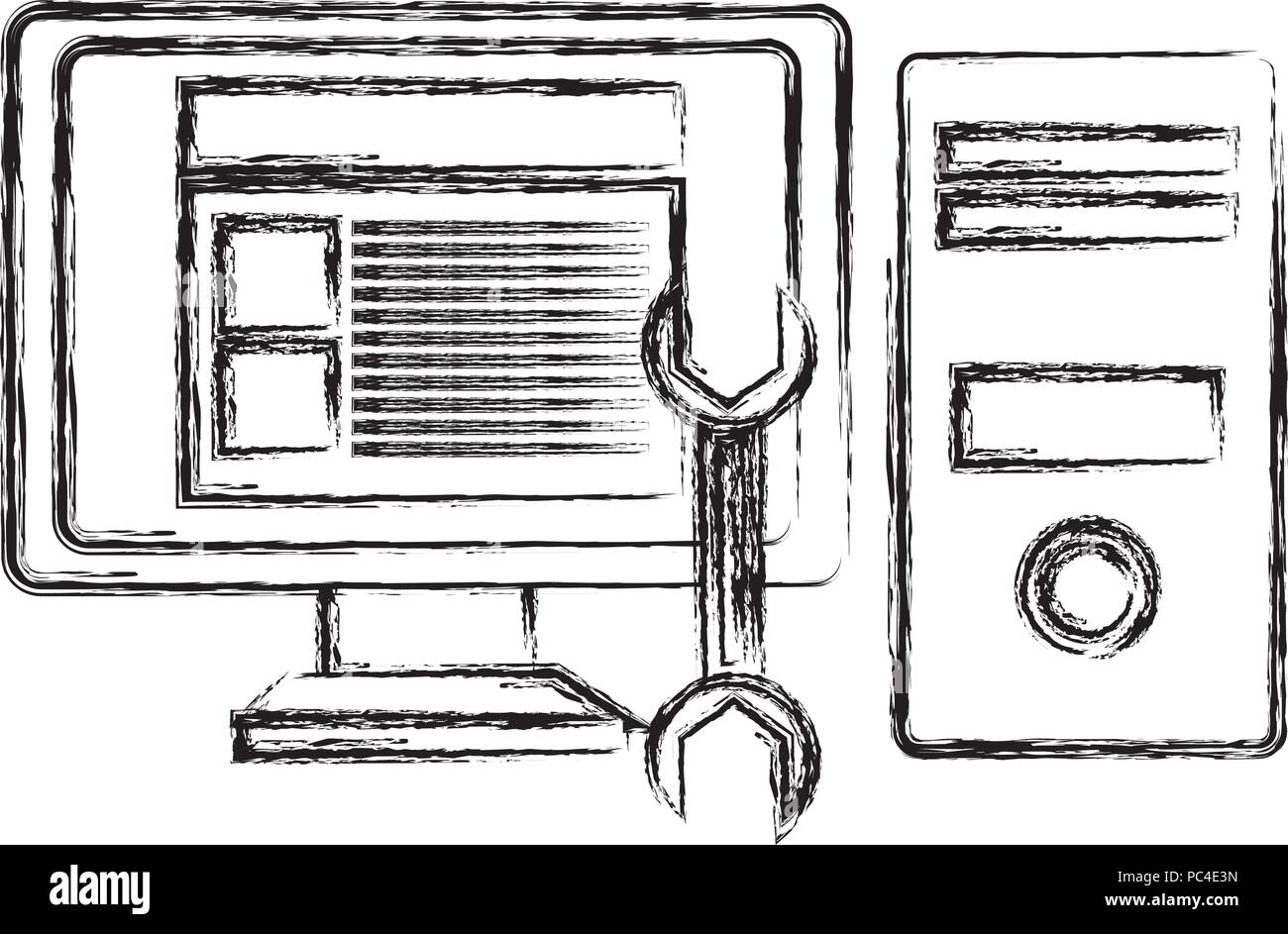 computer desktop with wrench Stock Vector Image & Art - Alamy