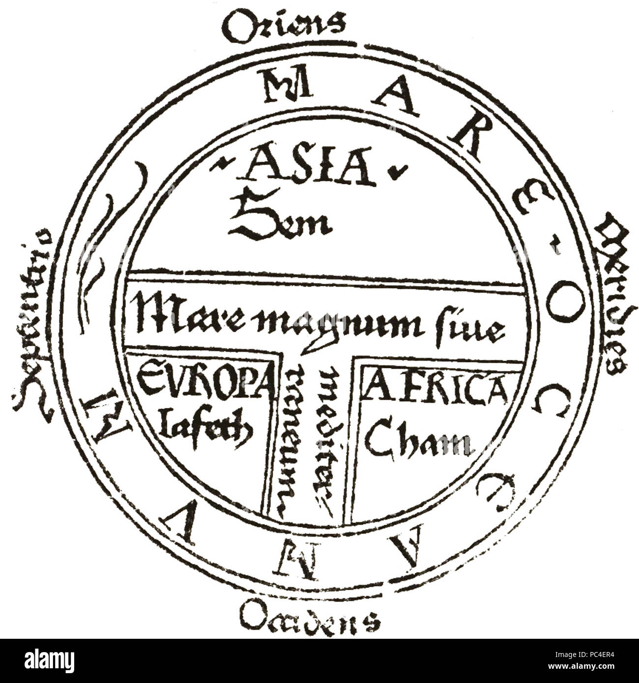 584 T and O map Guntherus Ziner 1472 bw Stock Photo - Alamy