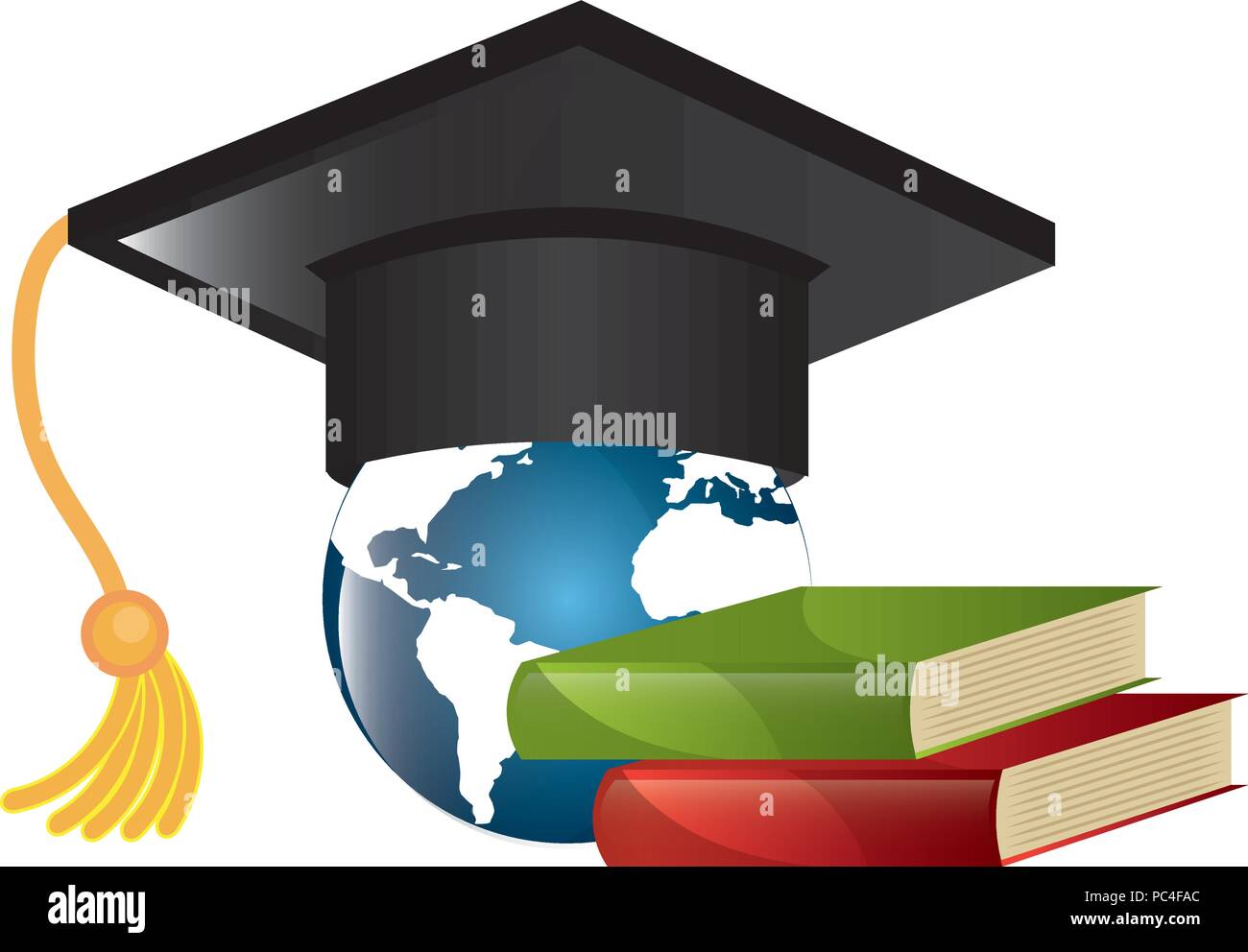 graduation hat with books and earth planet Stock Vector Image & Art - Alamy