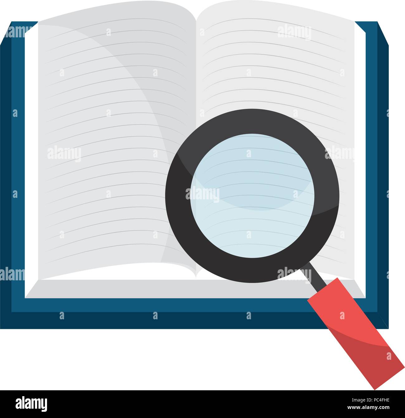 text book school with magnifying glass Stock Vector Image & Art - Alamy