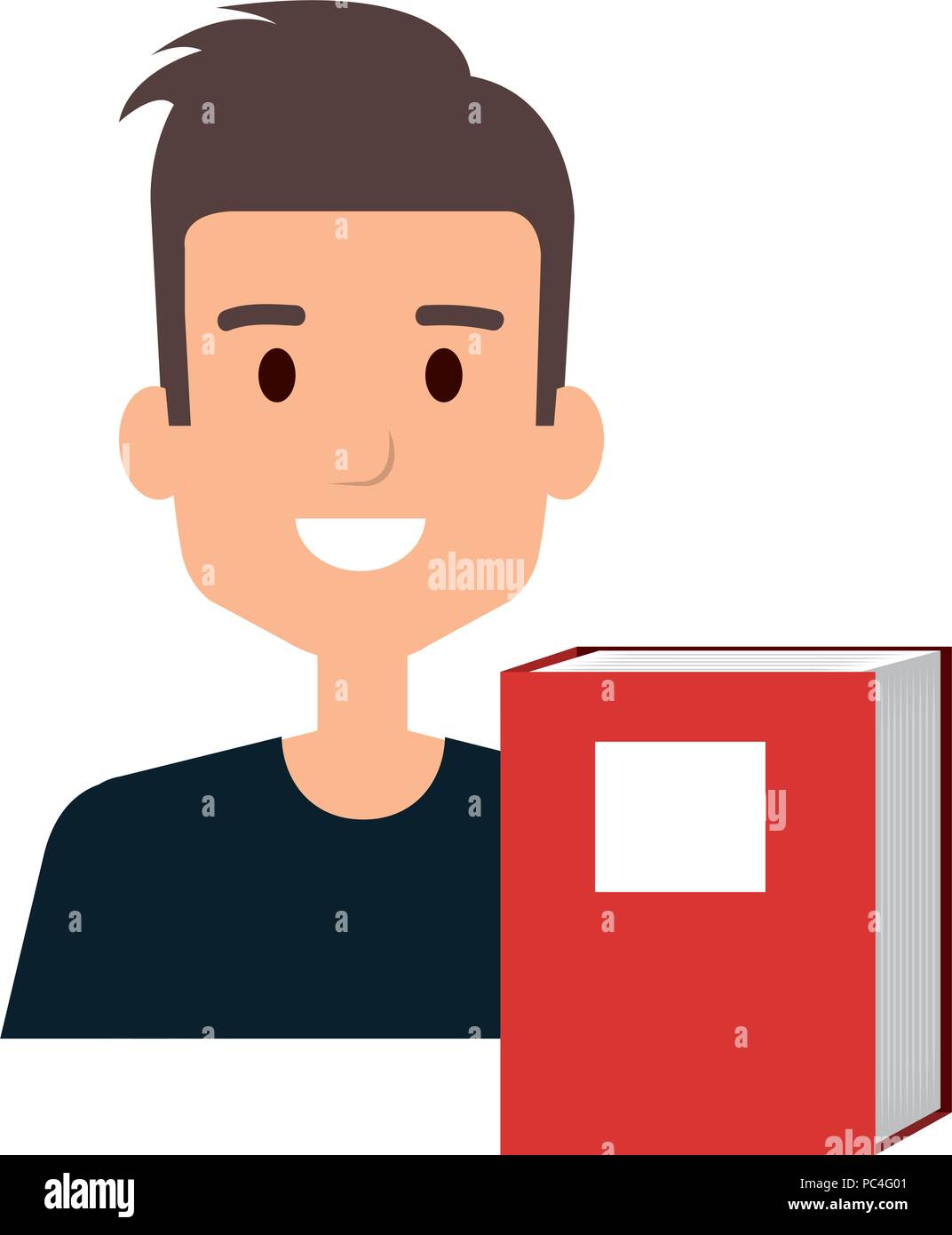 young boy student with text book school Stock Vector Image & Art - Alamy