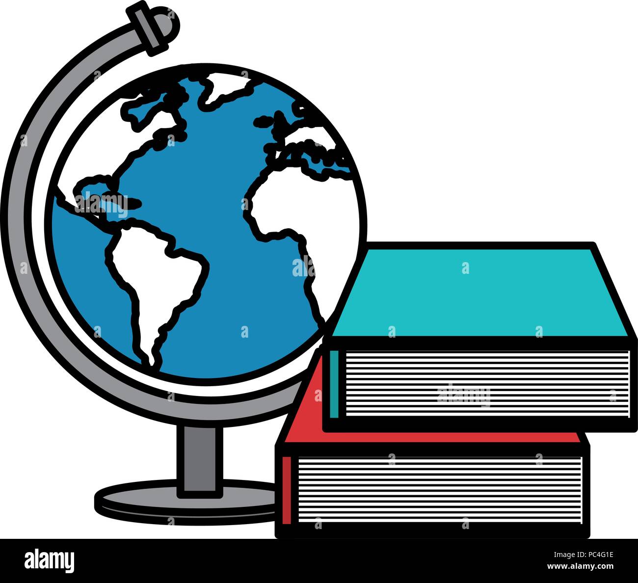 text books school with earth planet Stock Vector Image & Art - Alamy