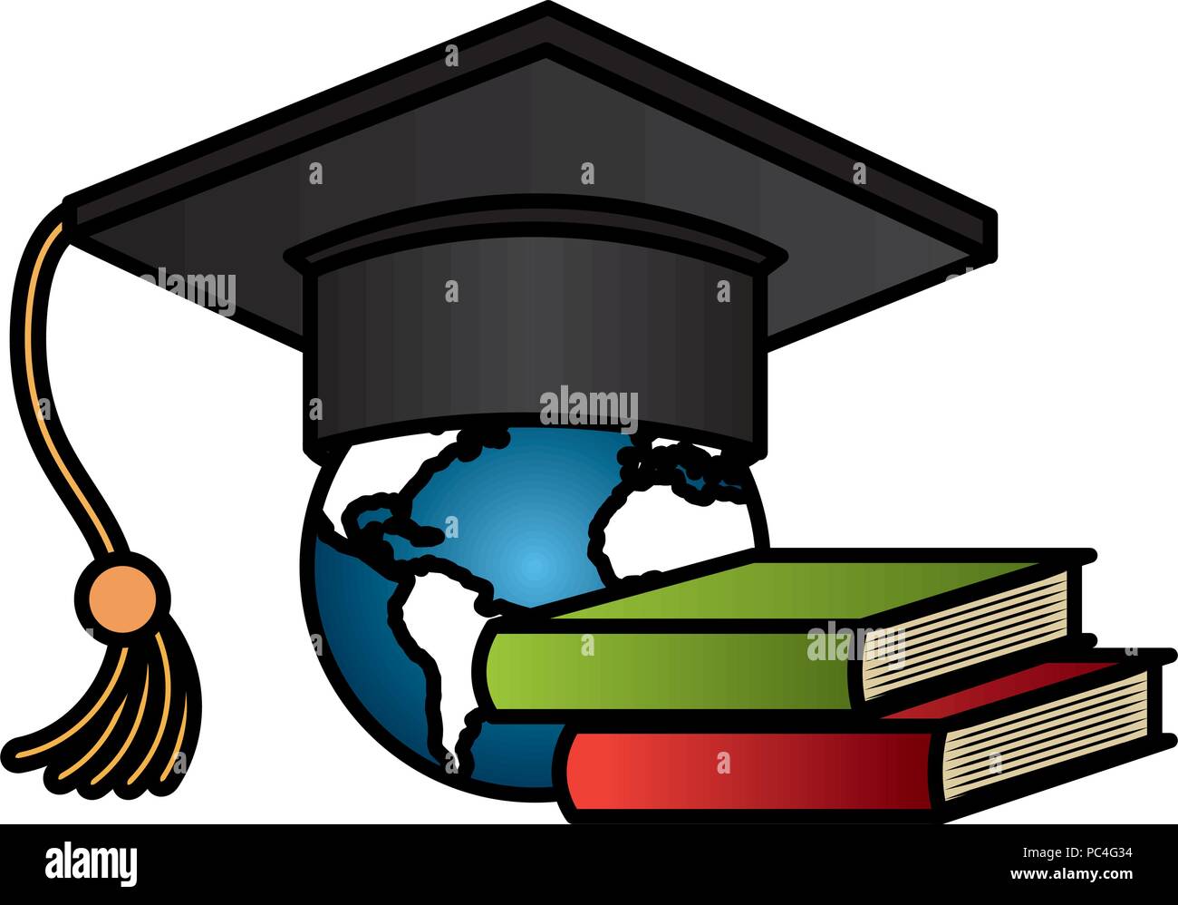 graduation hat with books and earth planet Stock Vector Image & Art - Alamy