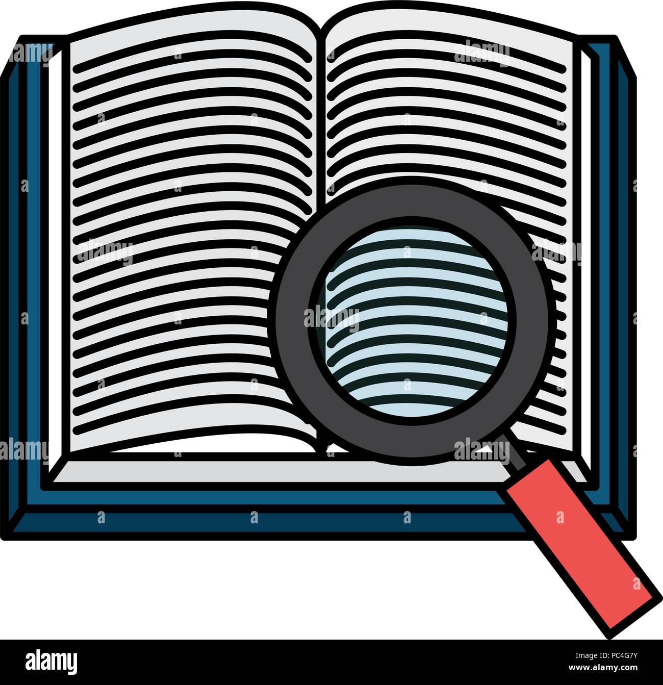 text book school with magnifying glass Stock Vector Image & Art - Alamy