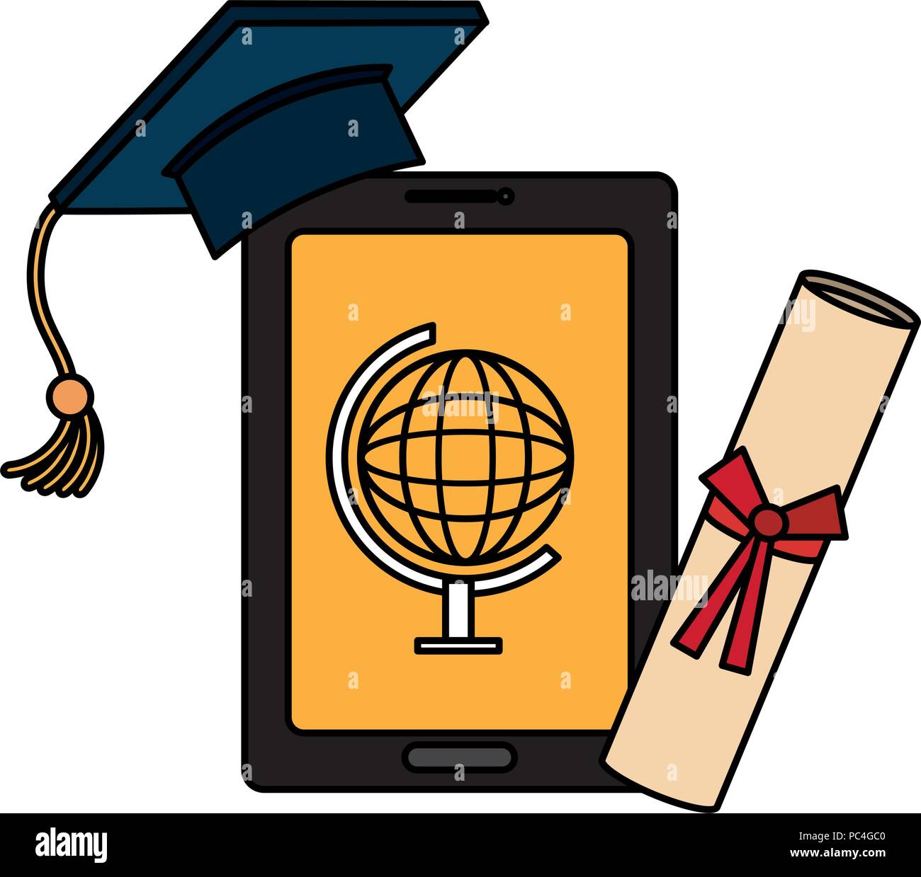 tablet with hat and diploma graduation Stock Vector Image & Art - Alamy