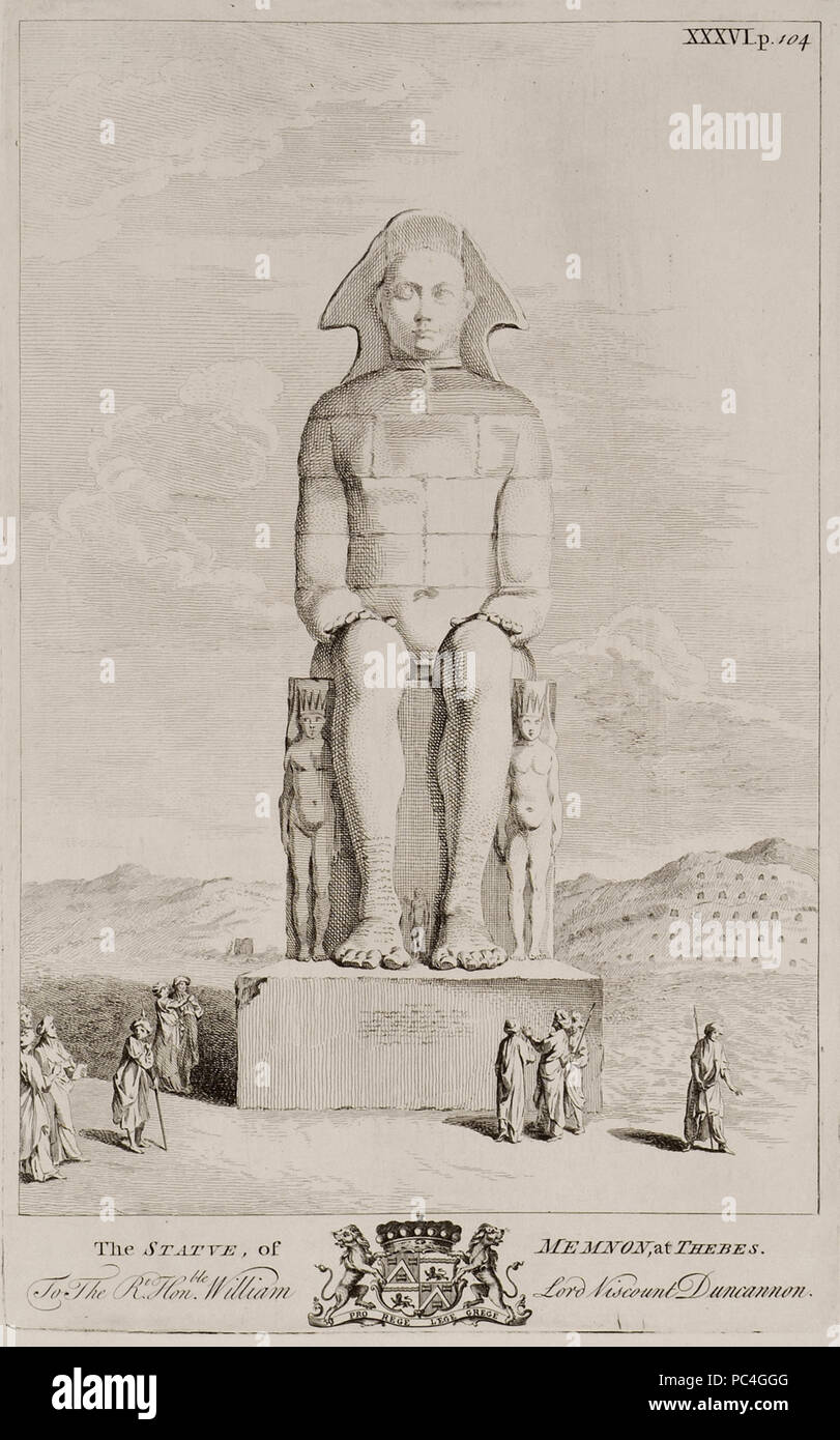 600 The Statue of Memnon, at Thebes - Pococke Richard - 1743 Stock ...