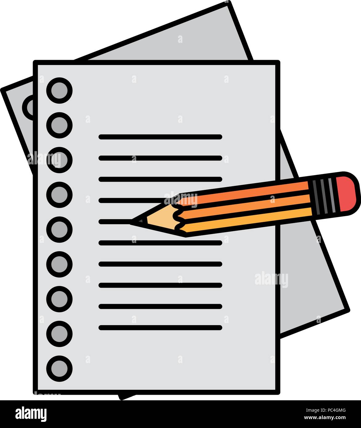 notebook paper sheet with pencil Stock Vector Image & Art - Alamy