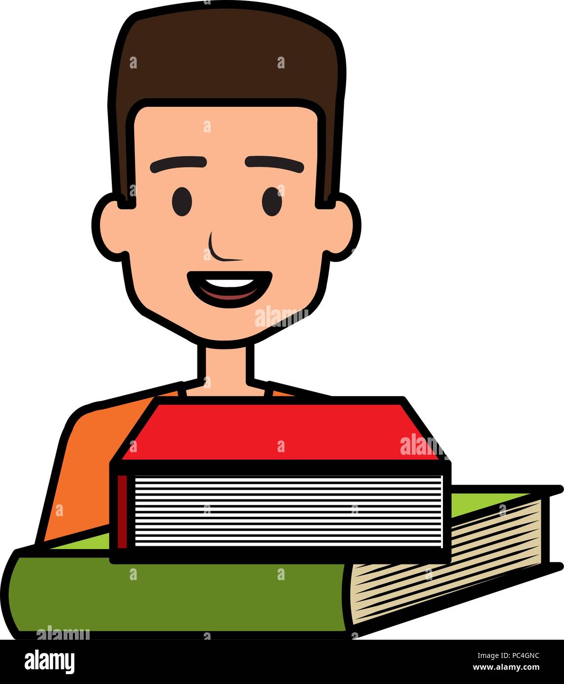 young student with text books school Stock Vector Image & Art - Alamy
