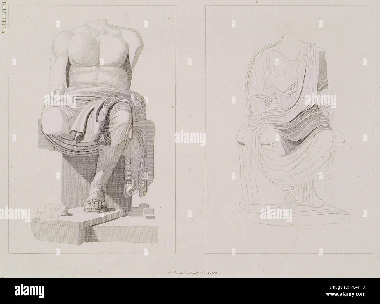 601 The two figures, in the niches of which C Represents the statue of ...