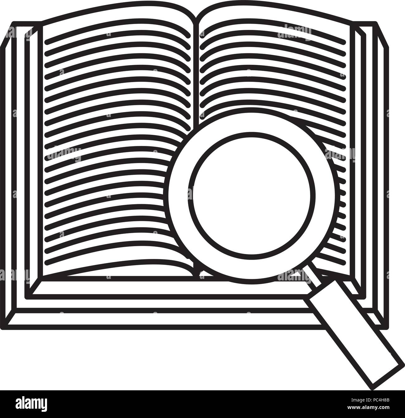 text book school with magnifying glass Stock Vector Image & Art - Alamy