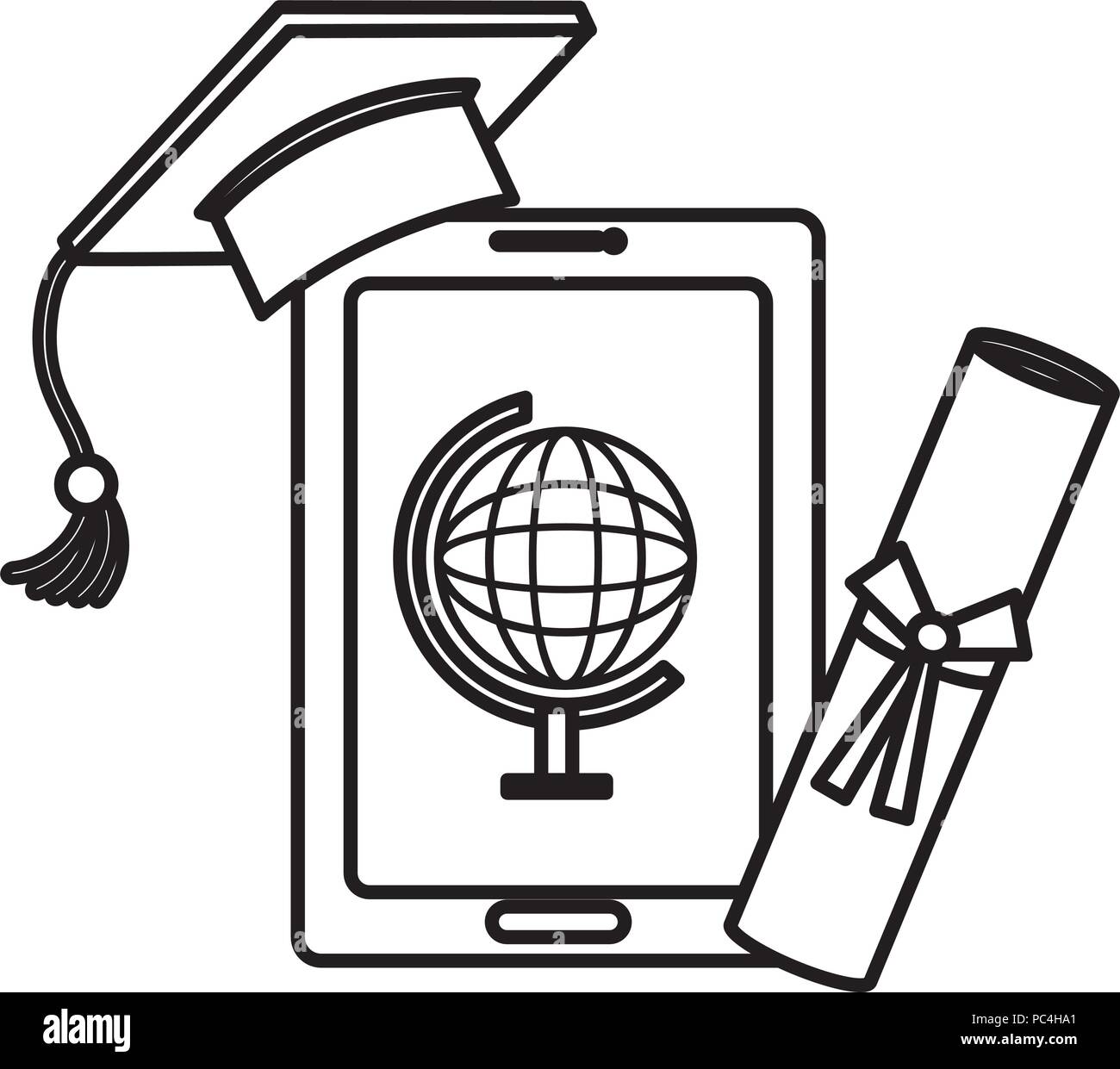 tablet with hat and diploma graduation Stock Vector Image & Art - Alamy