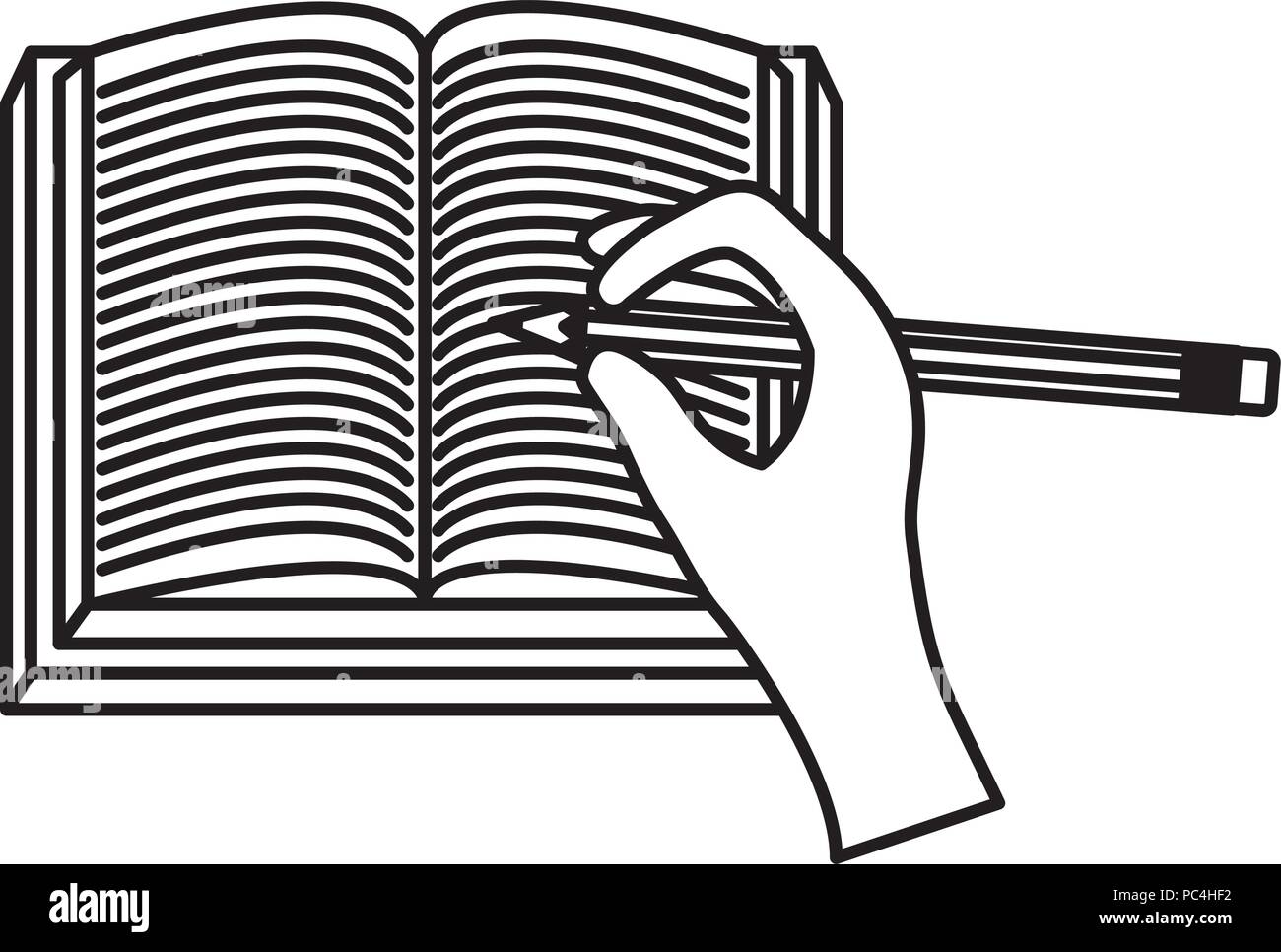 hand writing with pencil in text book school Stock Vector Image & Art ...