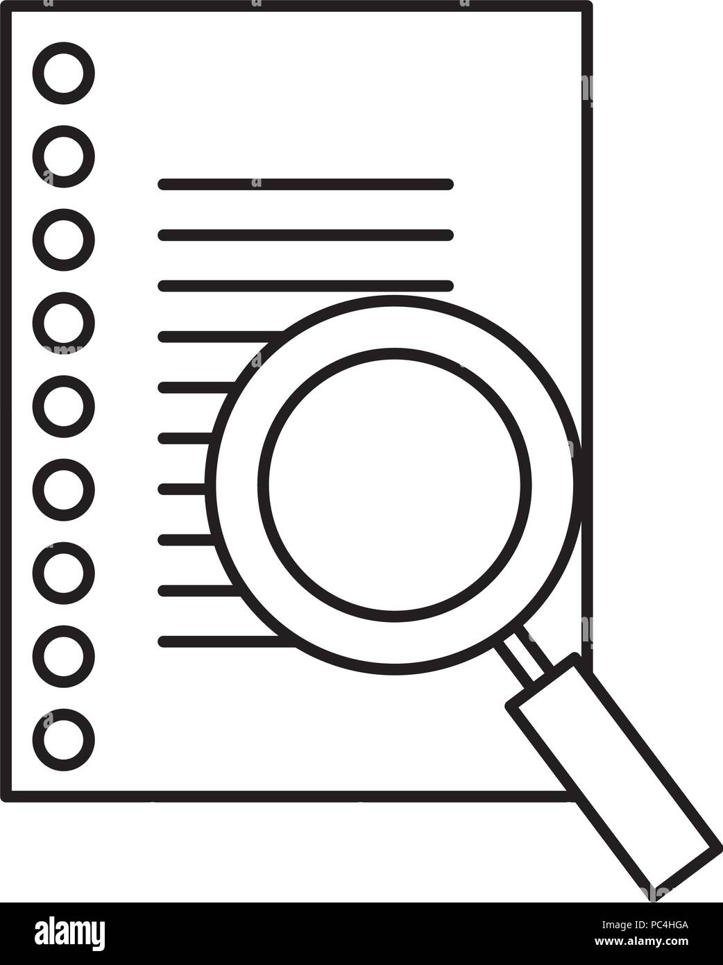magnifying glass and sheet notebook Stock Vector Image & Art - Alamy