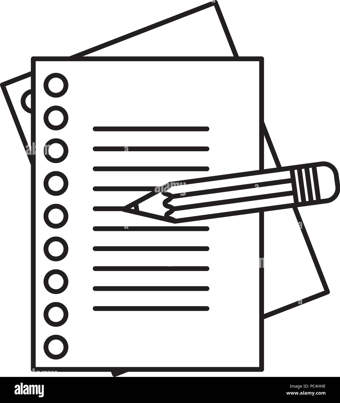 Notebook Paper Sheet With Pencil Stock Vector Image Art Alamy