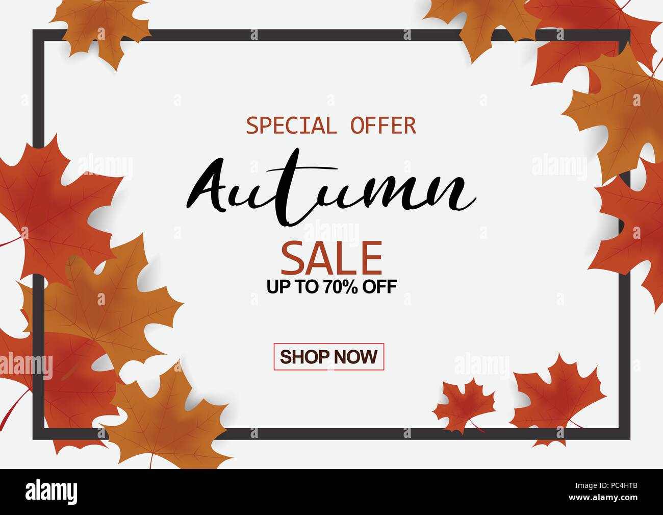 Autumn sale background decor with autumn maple leaves and frame for ...