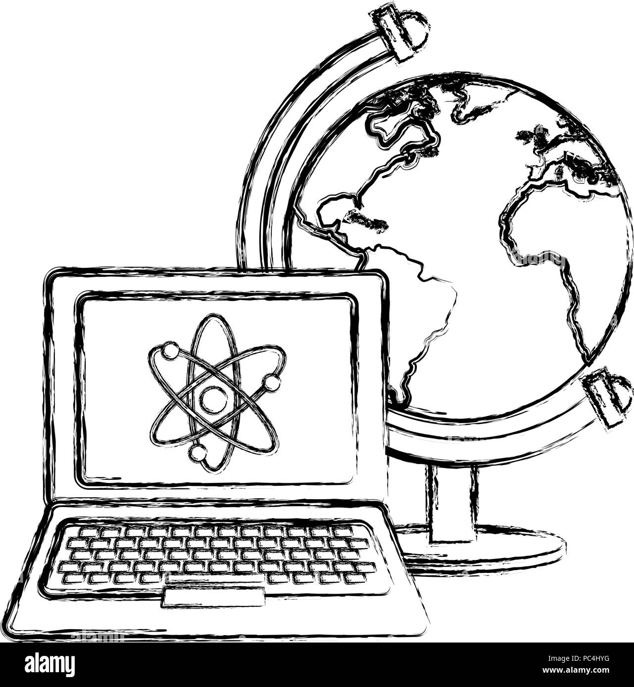 laptop with atom and planet earth Stock Vector Image & Art - Alamy