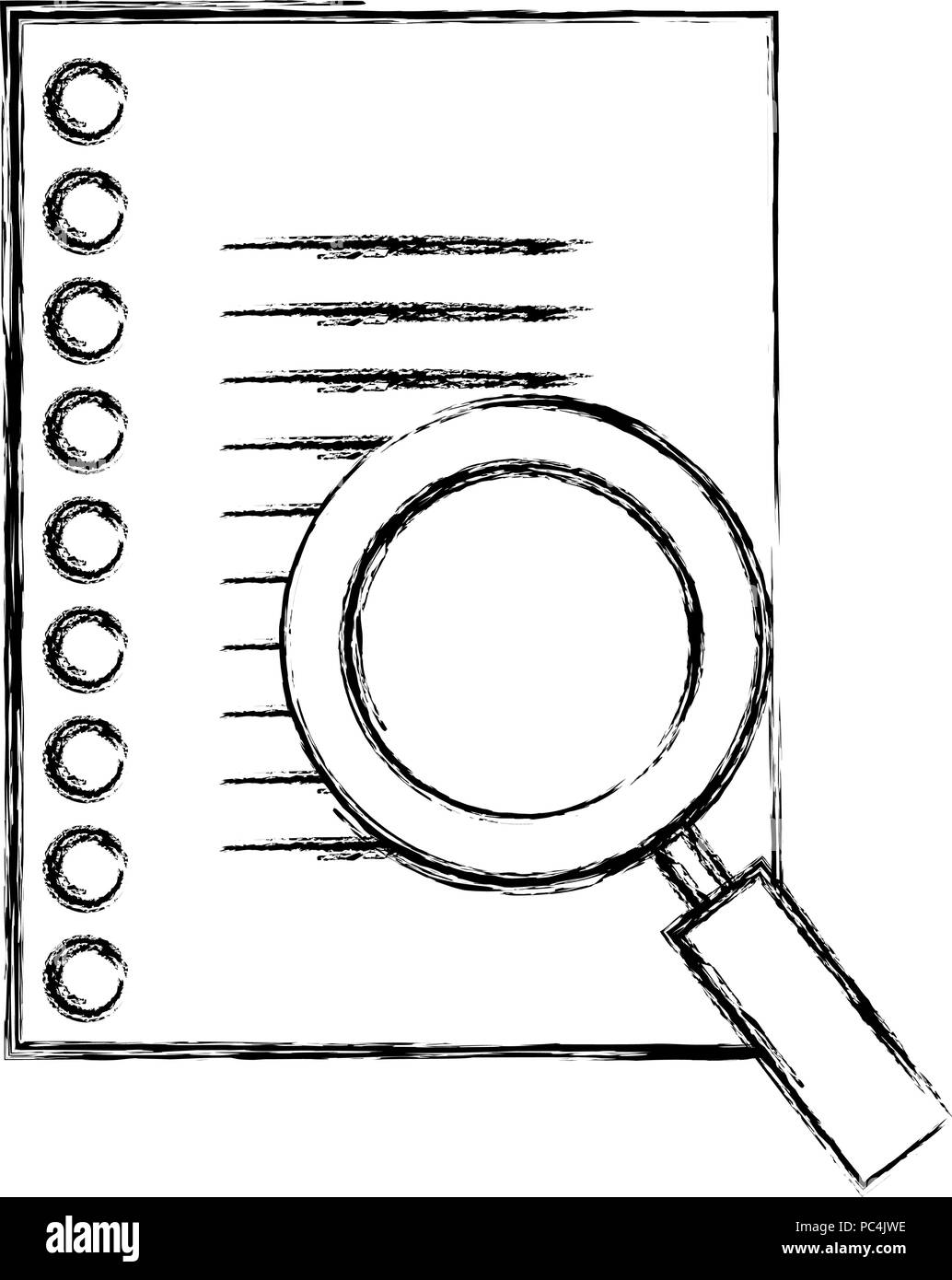magnifying glass and sheet notebook Stock Vector Image & Art - Alamy