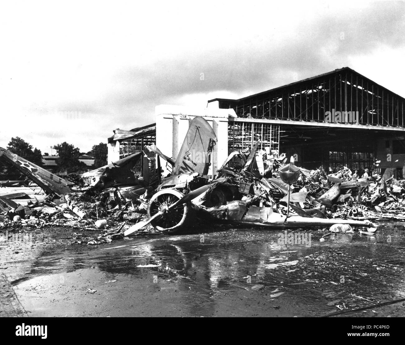 World War II Photo - U.S. aircraft destroyed as a result of the ...
