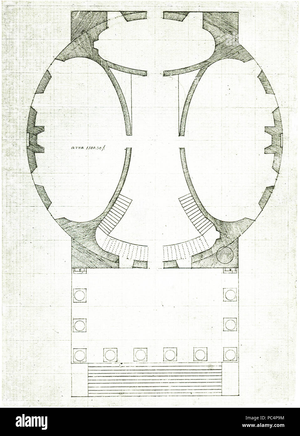 621 University of Virginia Rotunda plan ground floor retouched Stock ...