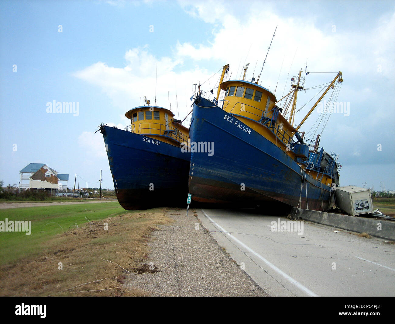 Hurricane Katrina Aftermath - Displaced Boats - Empire, Louisiana Stock ...