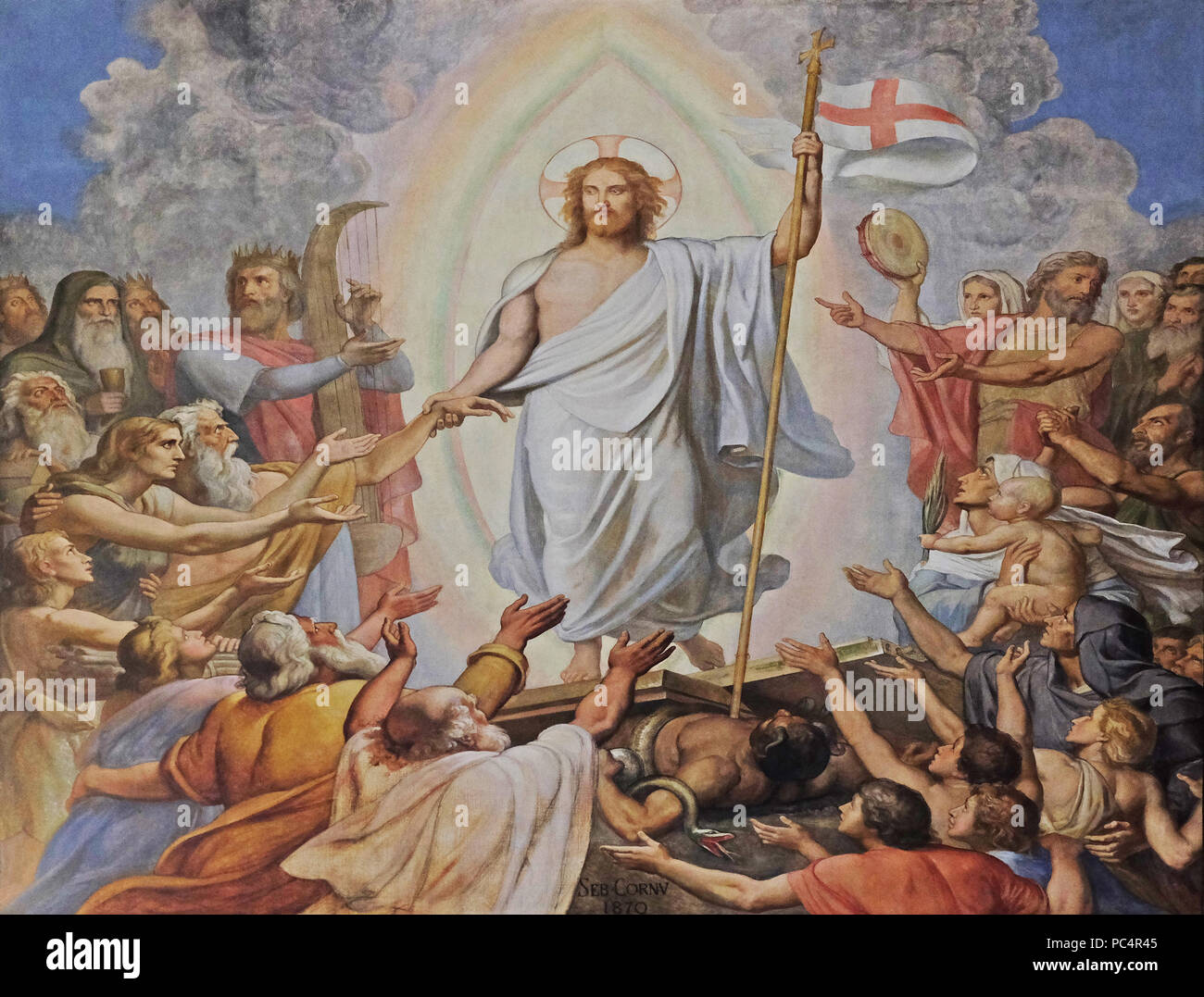 Resurrection of Christ, fresco in the Saint Germain des Pres Church ...