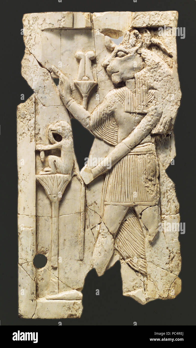 6252. Ivory plaque depicting the Egyptian Goddess Sakhmet, Mesopotamia ...