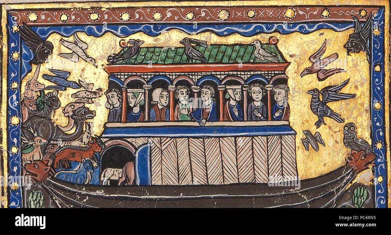 6286. Noah's Ark, illumination from a medieval manuscript Stock Photo ...
