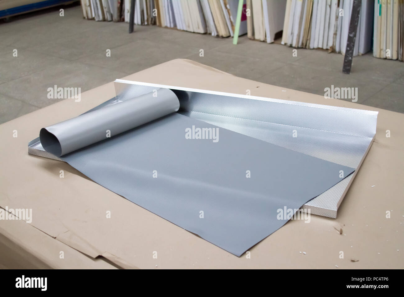 Component parts of the kitchen rail system on the wooden table. Details ...