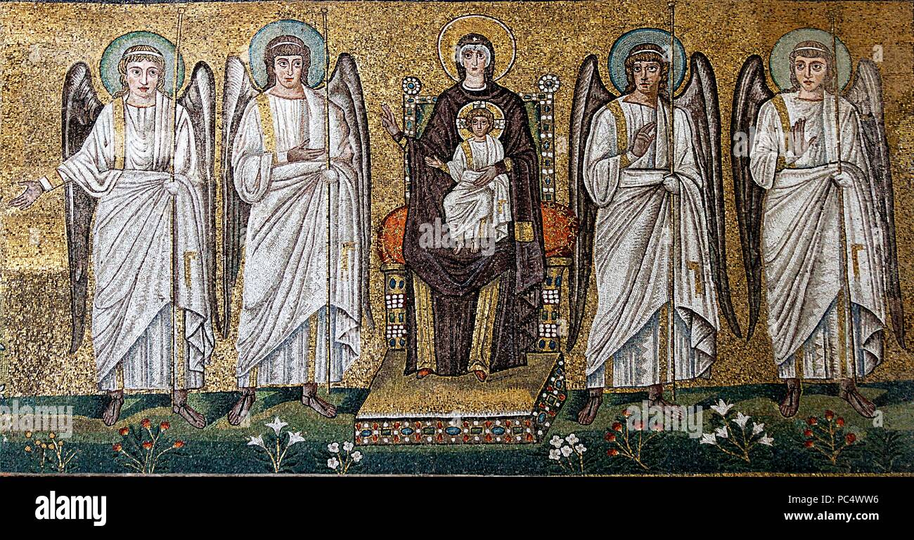 Byzantine mosaic with jesus christ and angels hi-res stock photography ...