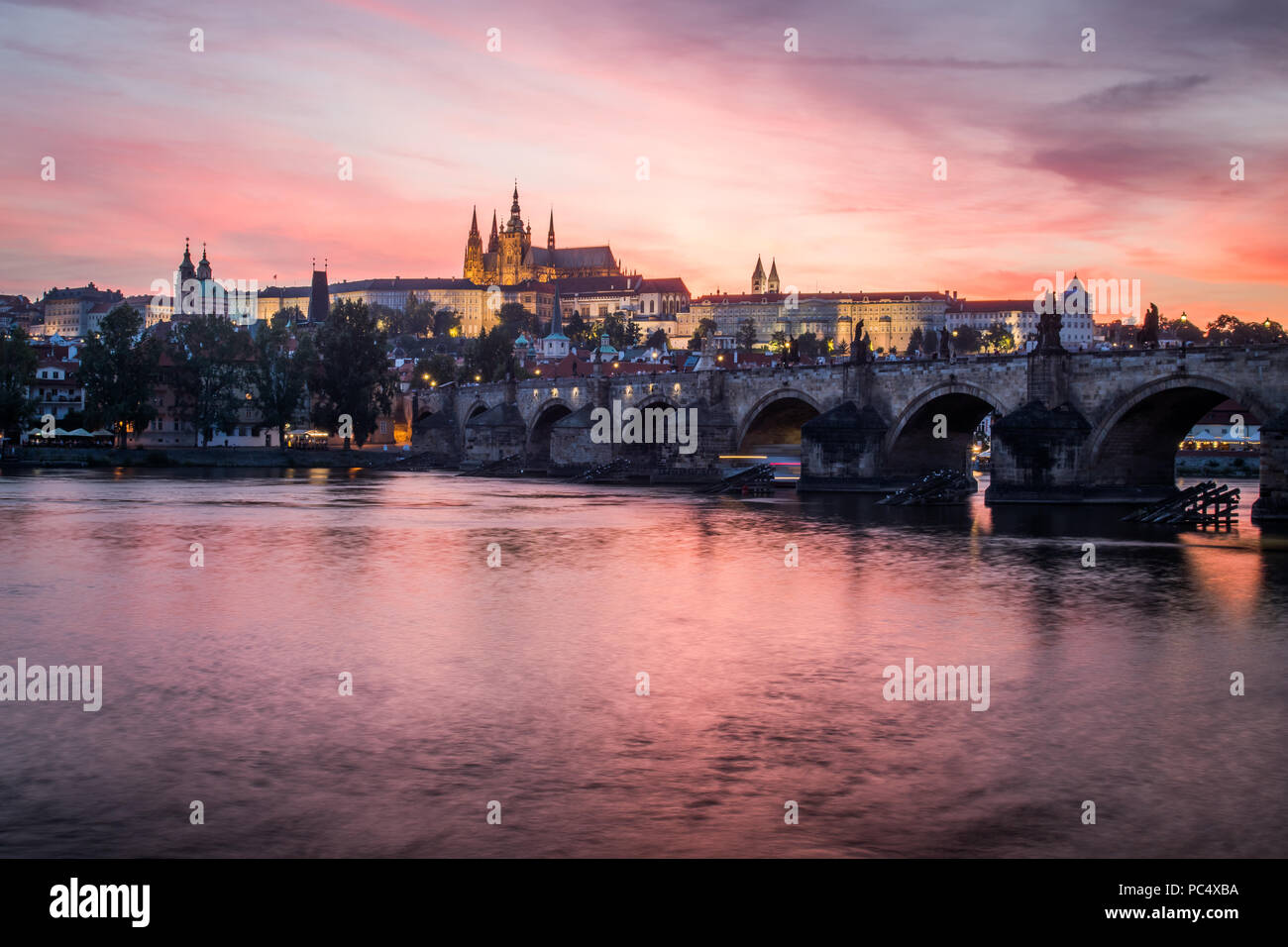 The Prague Castle, Charles Bridge and Vltava River in the heart of ...