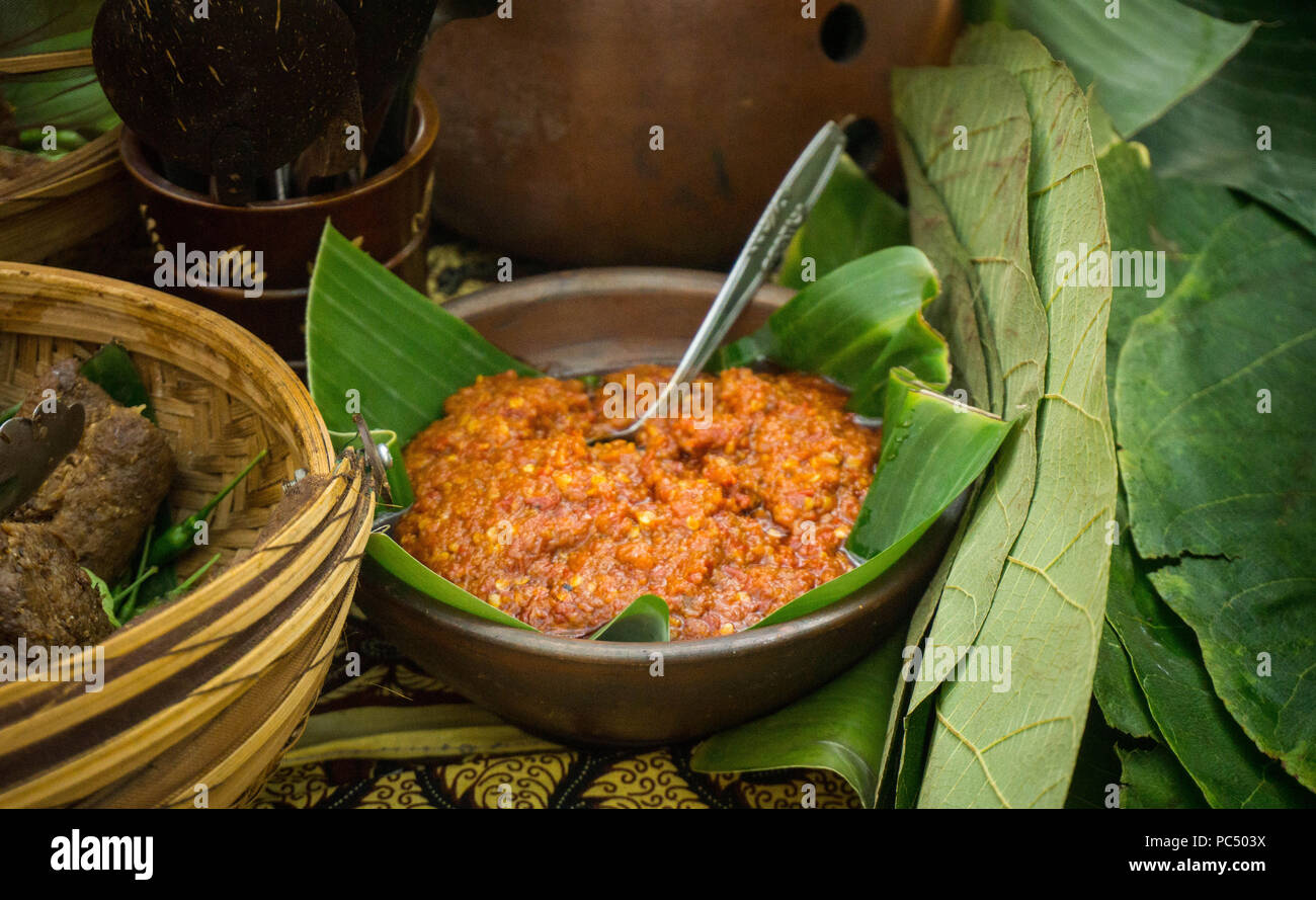 sambal chili red traditional spicy dipping from indonesia central java ...