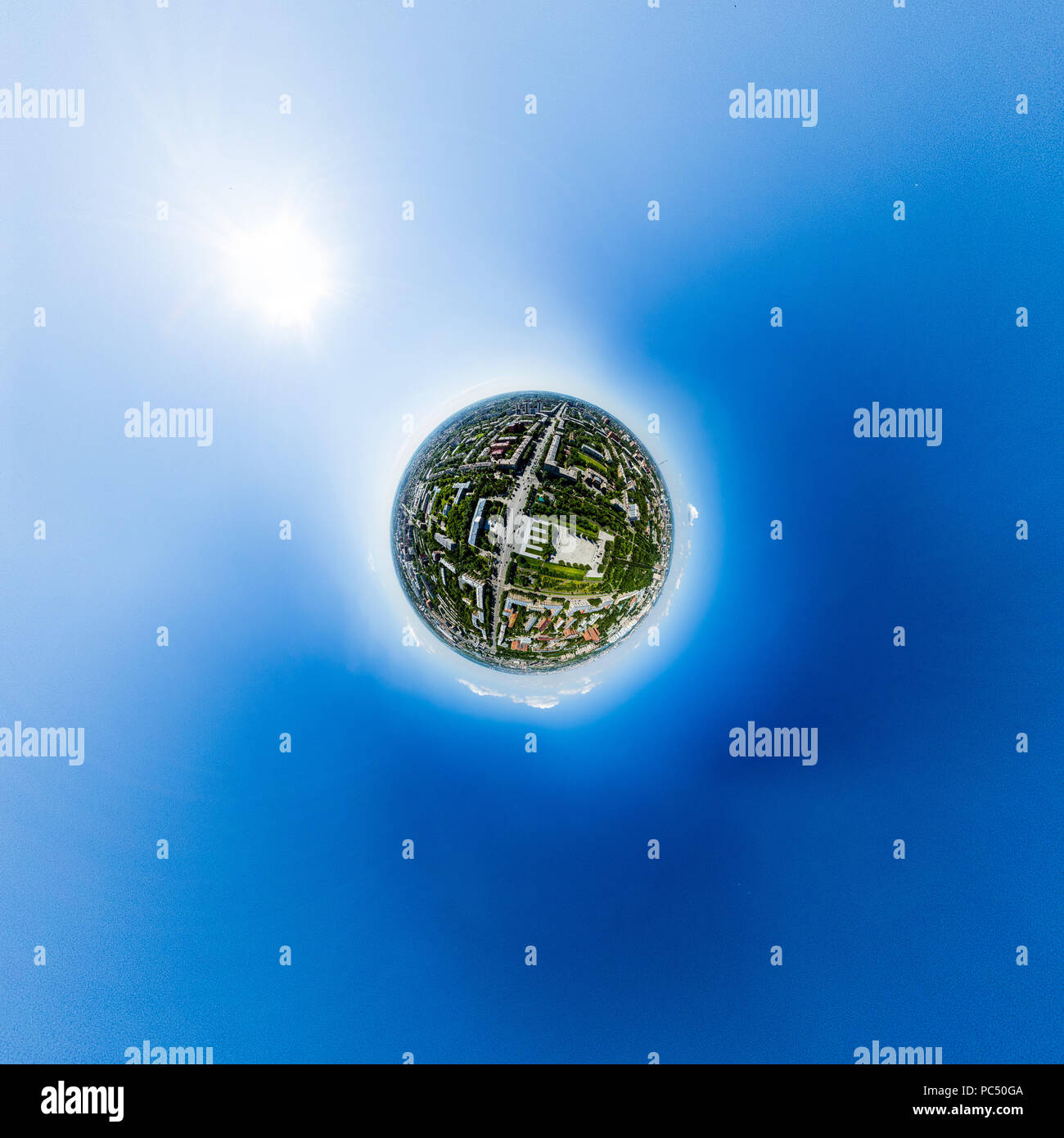 Aerial city view with roads, houses and buildings Stock Photo - Alamy