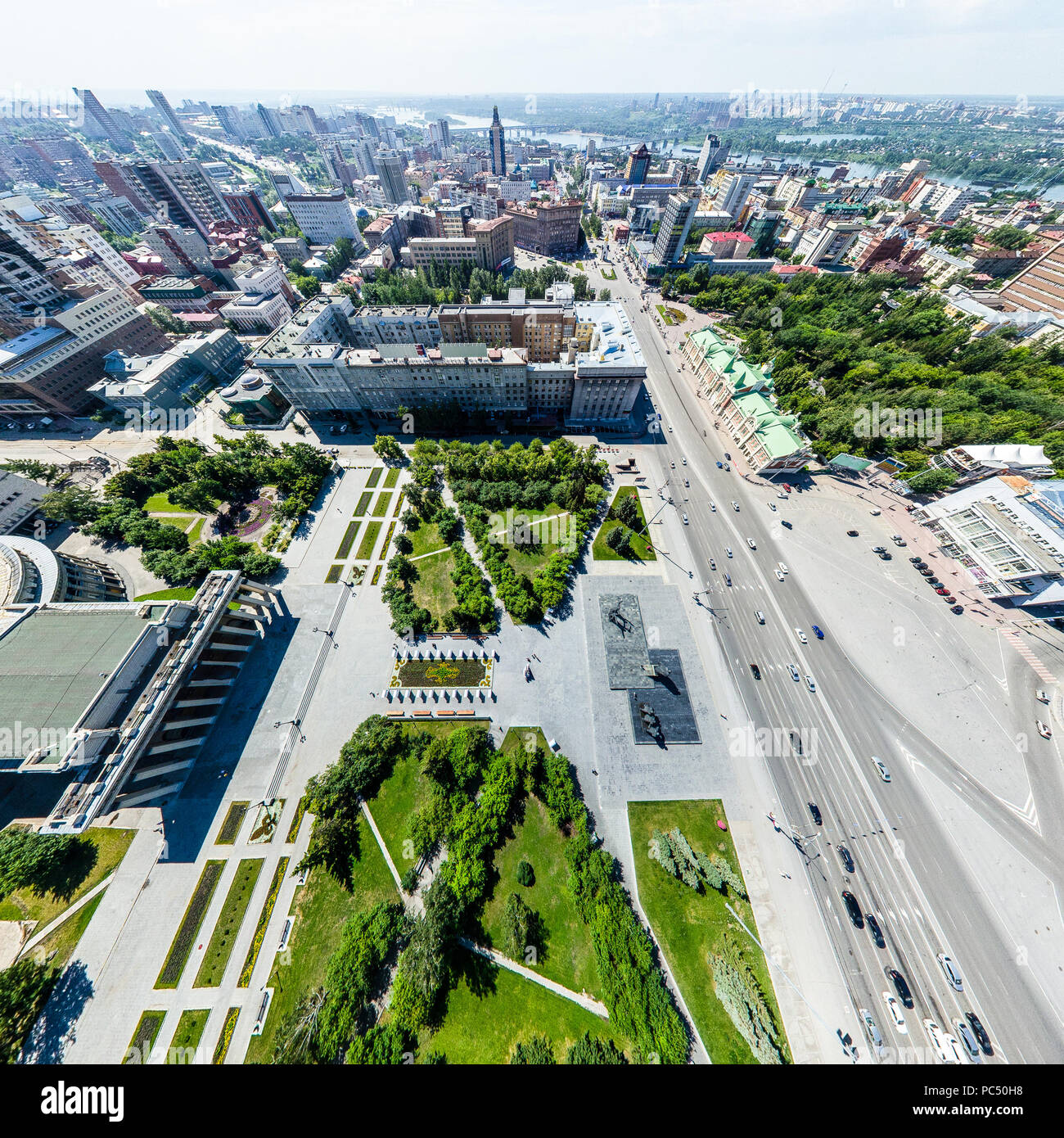 Aerial city view with roads, houses and buildings Stock Photo - Alamy
