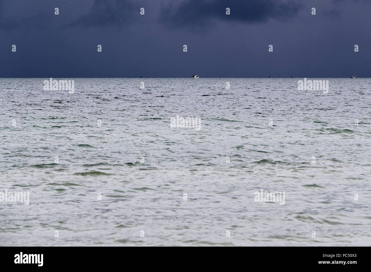 Monsoon season. Fisher boat on the south China Sea. Phu Quoc. Vietnam ...