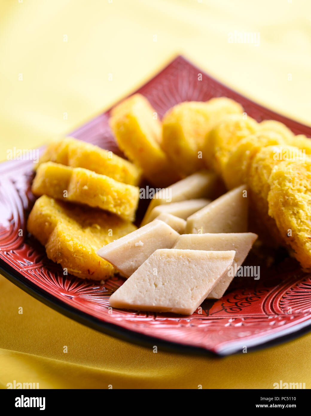 Barfi Indian Sweets In A Dish With Milk Coconut Barfi Cut In Diamond
