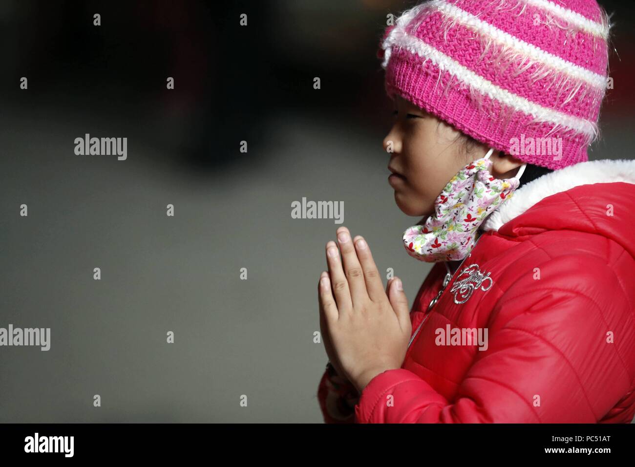 Tam Thanh cave. Thanh Thien taoist pagoda. Taoism worshipper praying ...