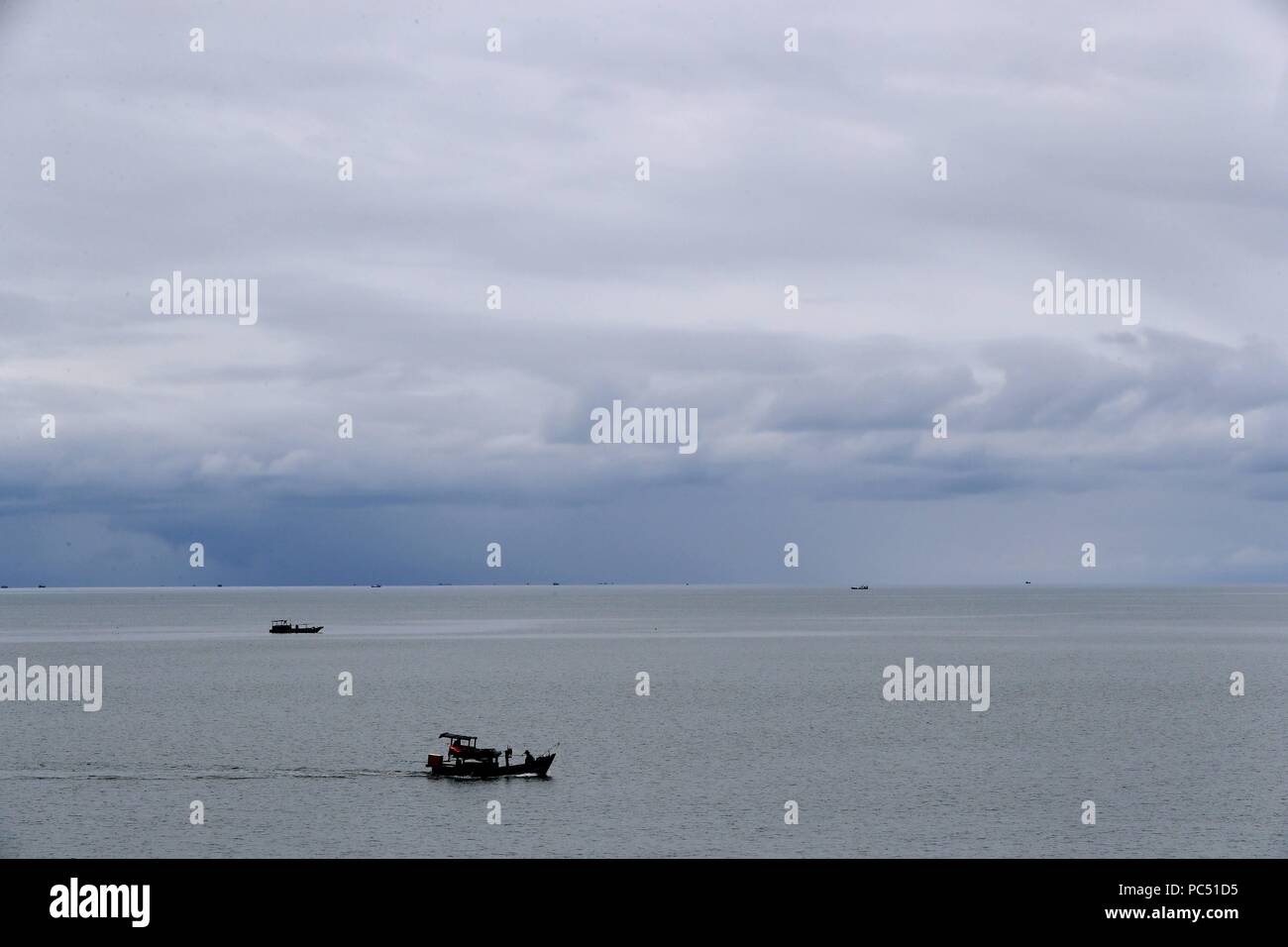 Monsoon season. Fisher boat on the south China Sea. Phu Quoc. Vietnam ...