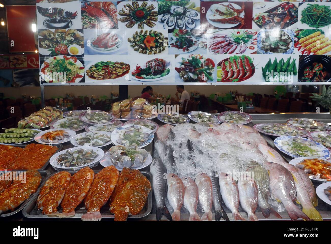 Seafood restaurant in Duong Dong town. Fish ans seashells. Phu Quoc ...