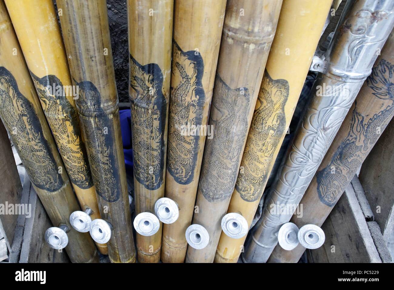 Traditional bamboo pipes. Hanoi. Vietnam. | usage worldwide Stock Photo ...