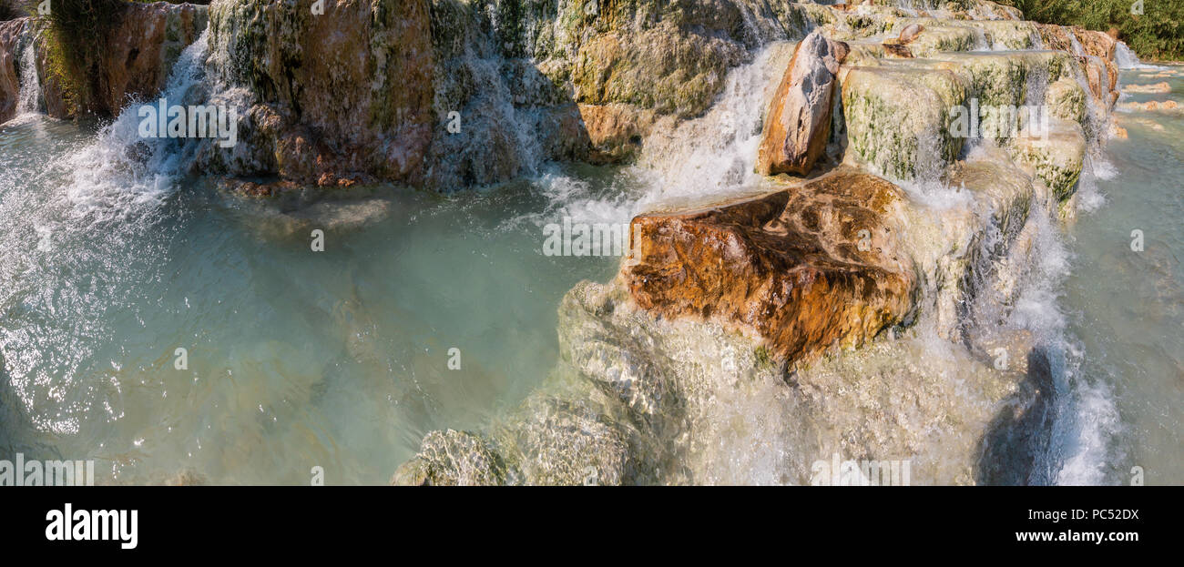 Natural spa with waterfalls and hot springs at Saturnia thermal baths ...