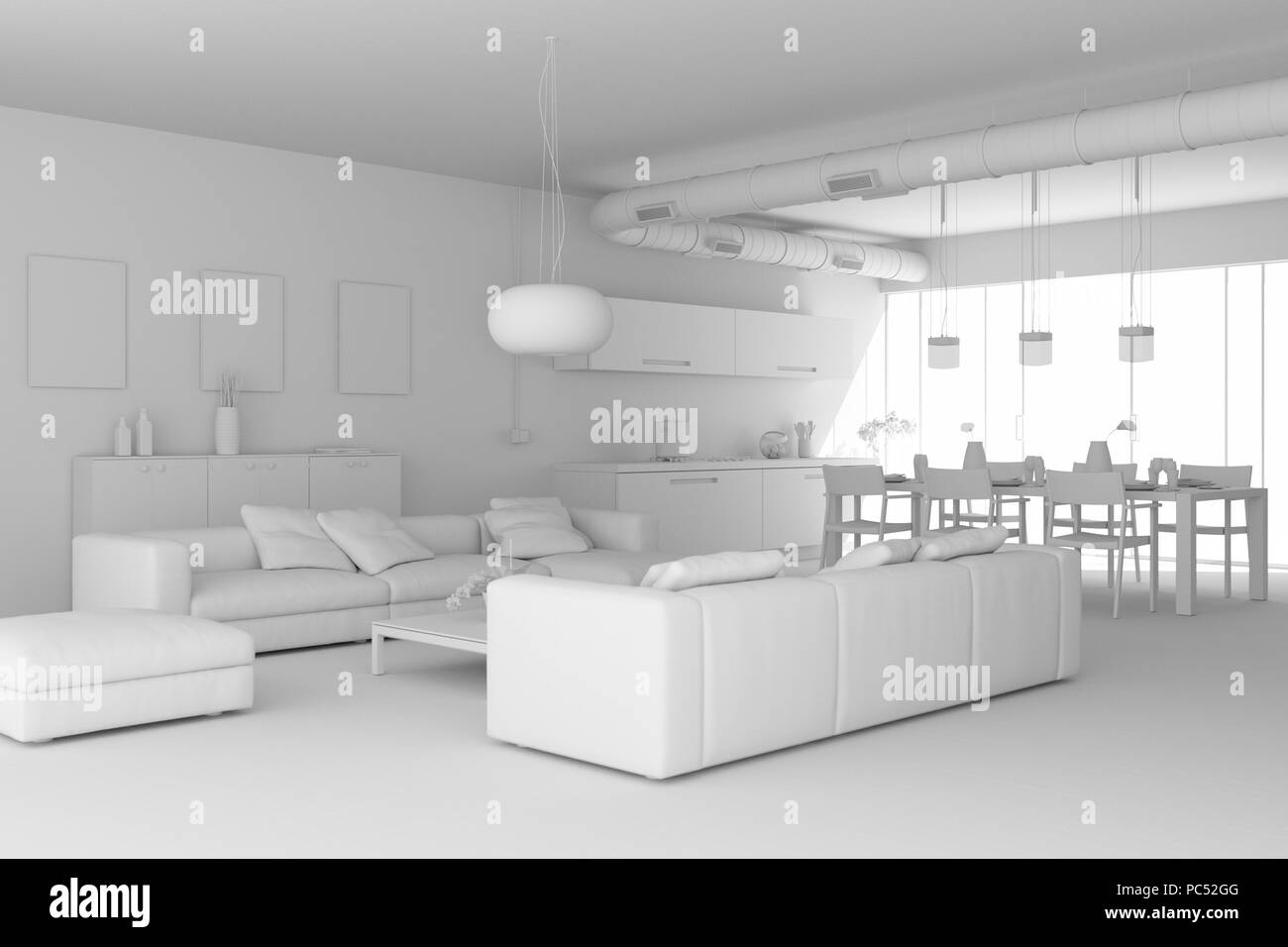 model of modern interior design living room Stock Photo - Alamy